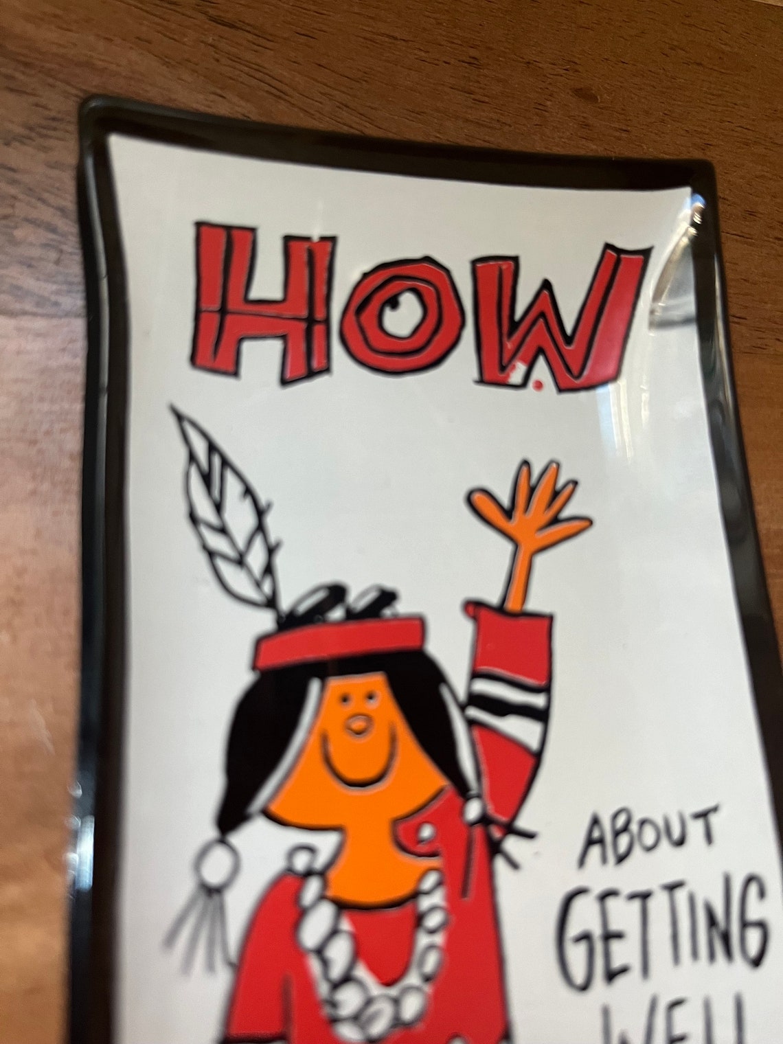 Vintage 1950s Style Glass Ashtray Native American Get Well Soon Houze ...