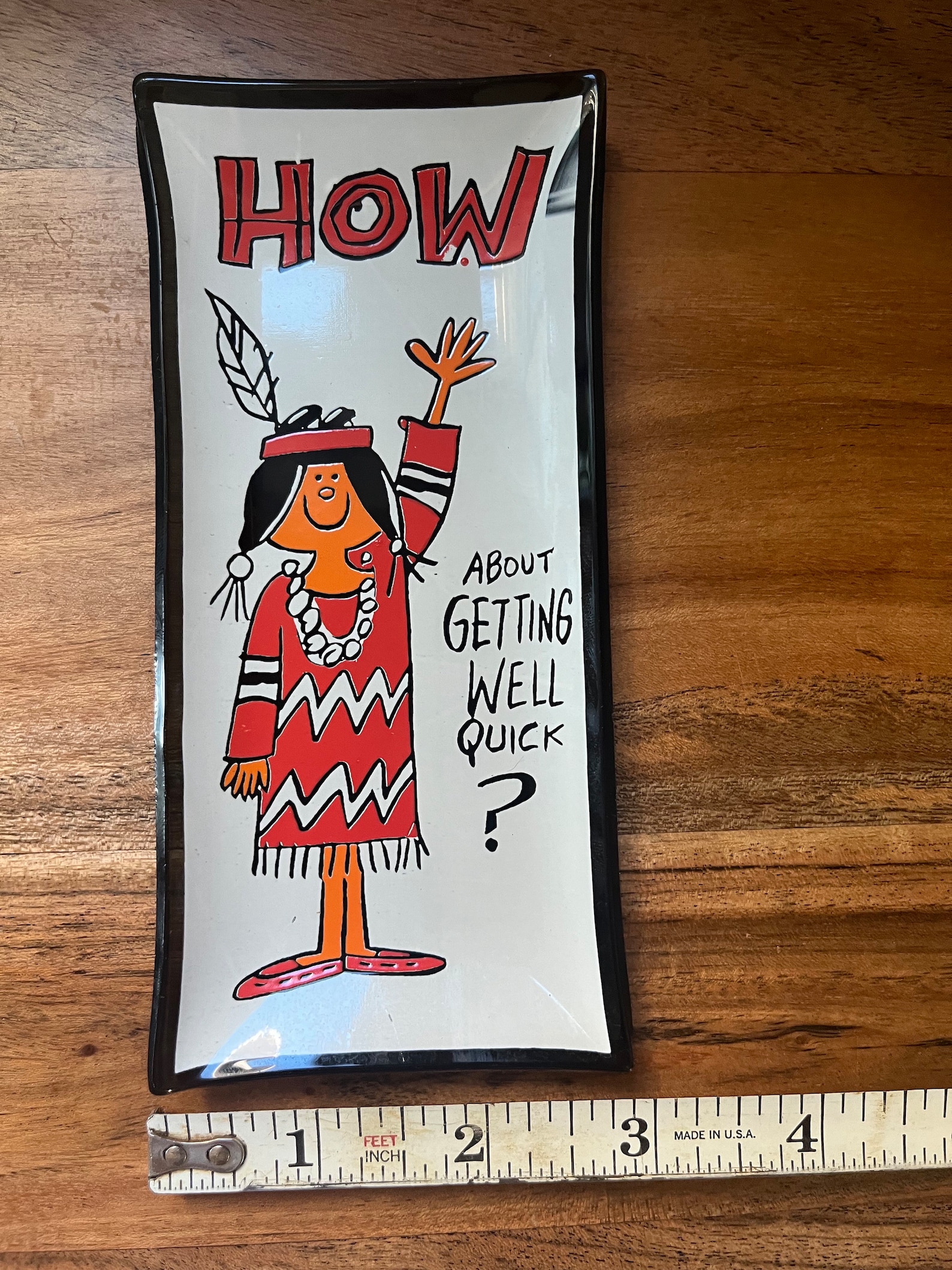 Vintage 1950s Style Glass Ashtray Native American Get Well Soon Houze ...