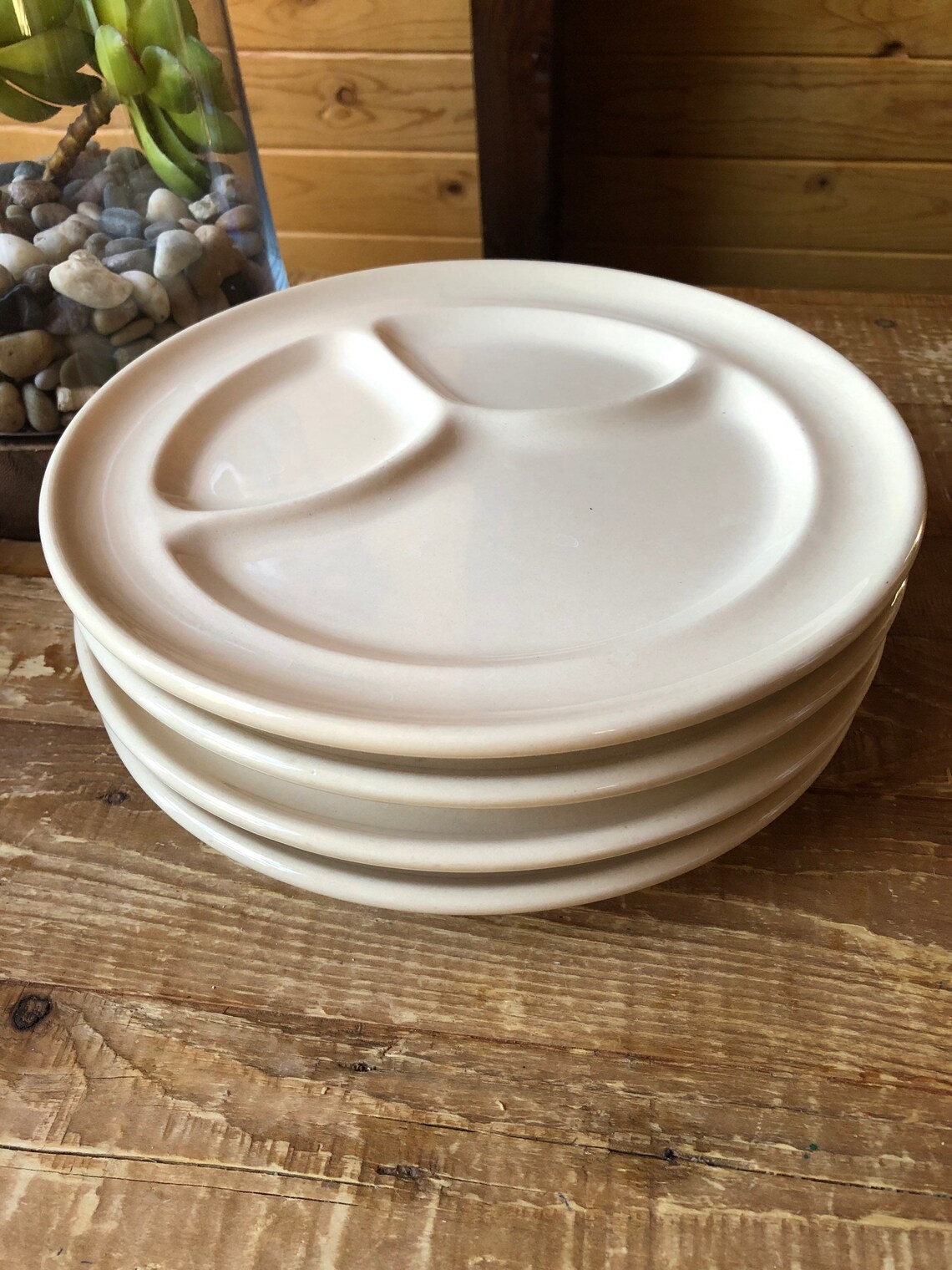 Vintage Wallace China 9.5” Tan/beige Plate 14-W 1948 Los Angeles CA Set ...