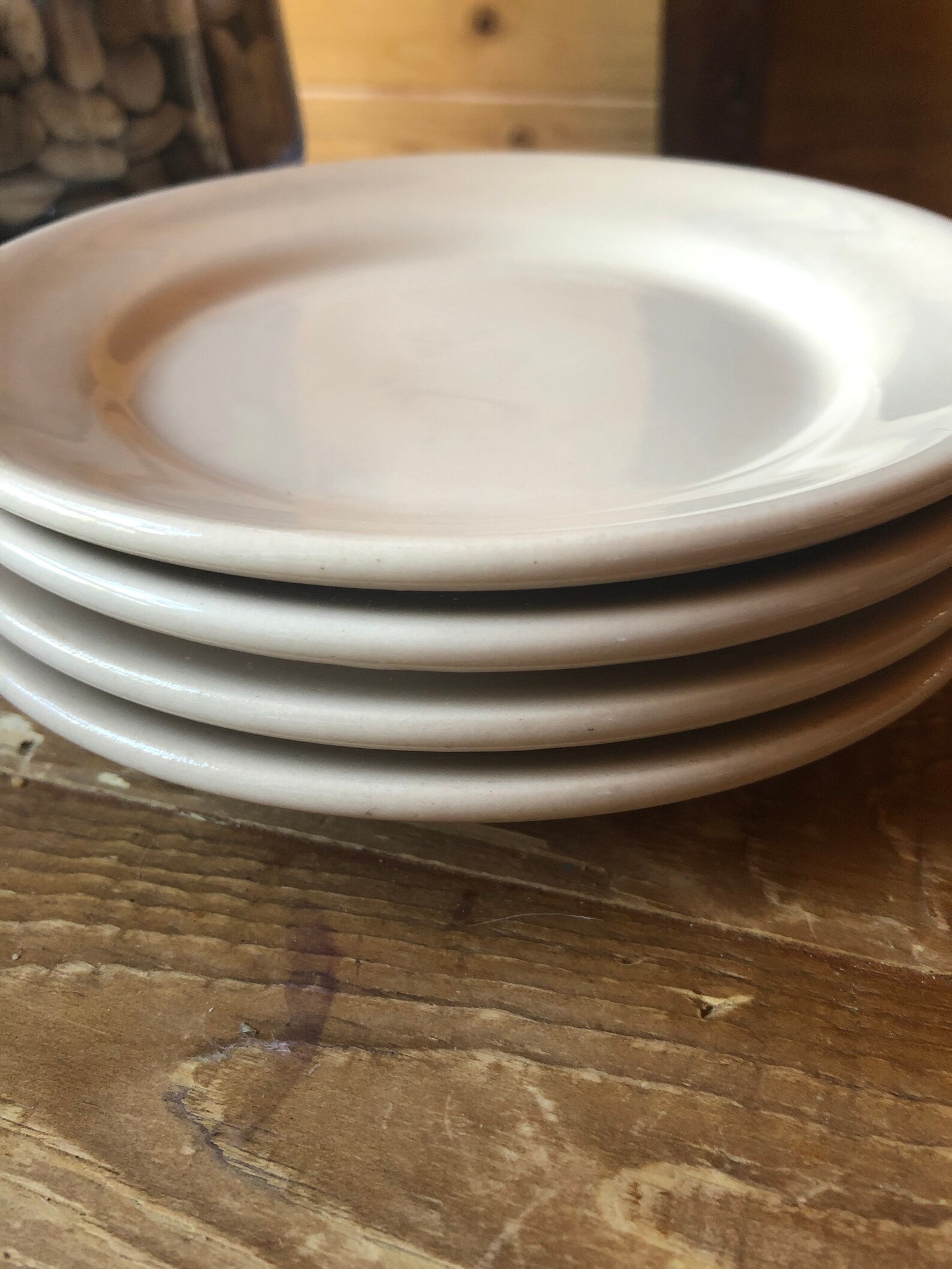 Vintage Wallace China 7” Tan/beige Plate 14-W 1948 Los Angeles CA Set ...