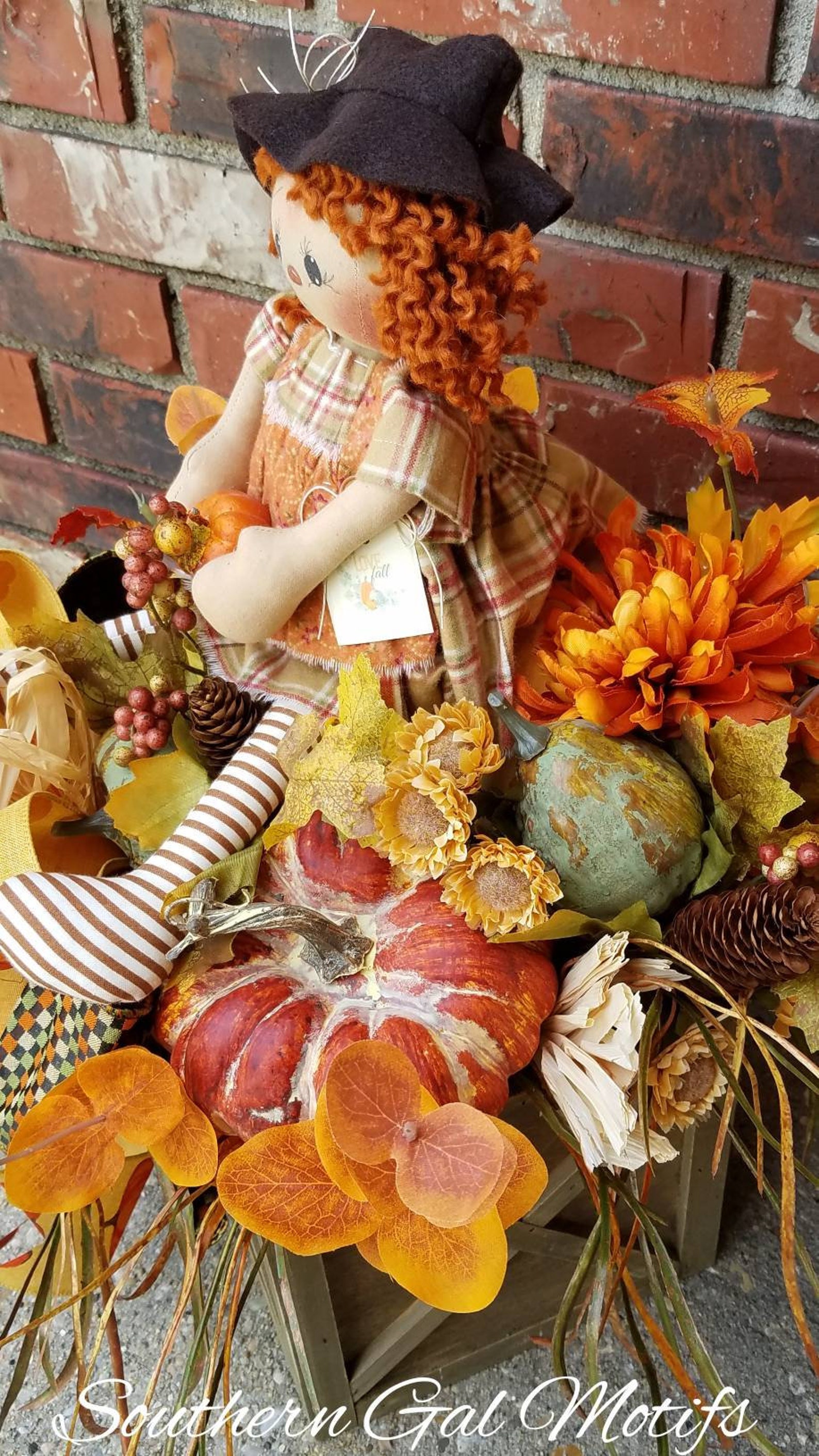 Fall decor Fall farmhouse decor pumpkin floral arrangement | Etsy