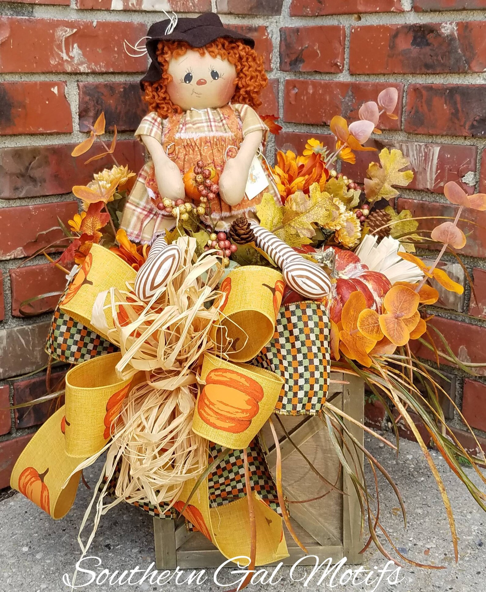 Fall decor Fall farmhouse decor pumpkin floral arrangement | Etsy