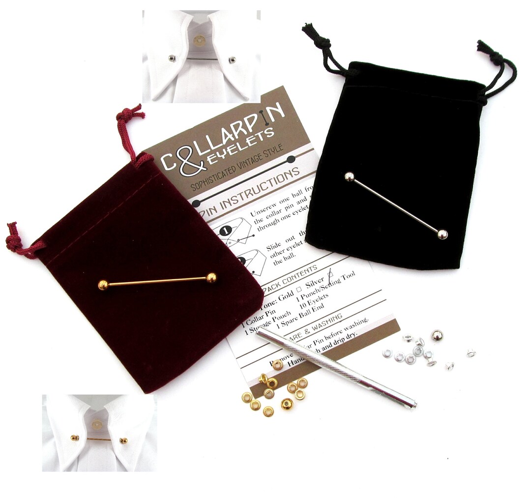 Silver or Gold Tone Collar Pin DIY Shirt Conversion Kit - Etsy