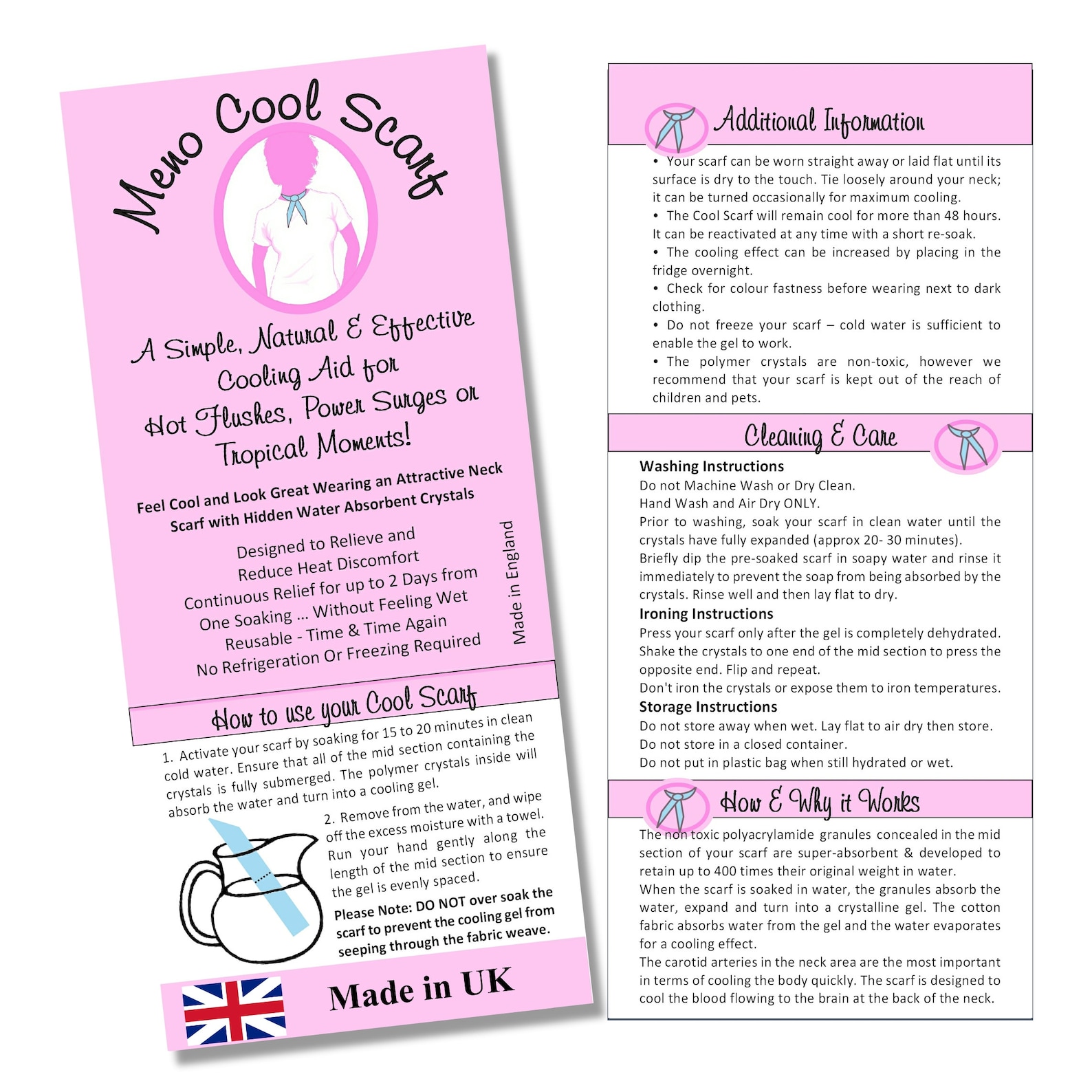 Menocool Original Cooling Scarf for Menopause Hot Flushes and Flashes ...