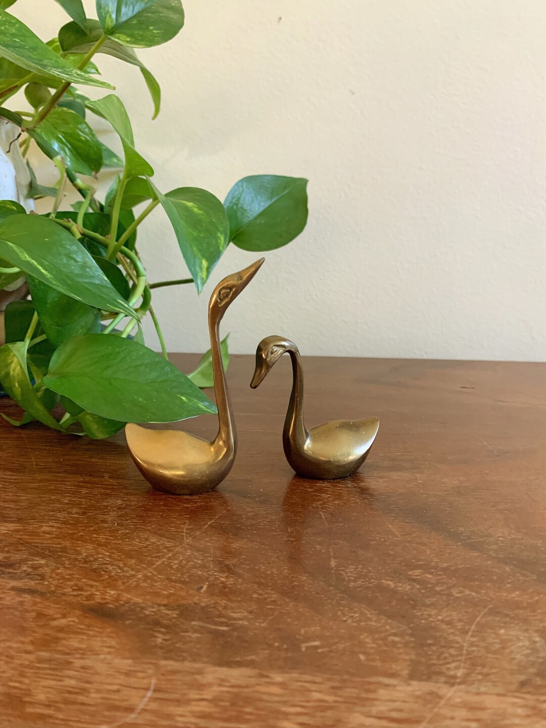 Vintage Pair of Mini Brass Swans Collectable Brass Animals - Etsy