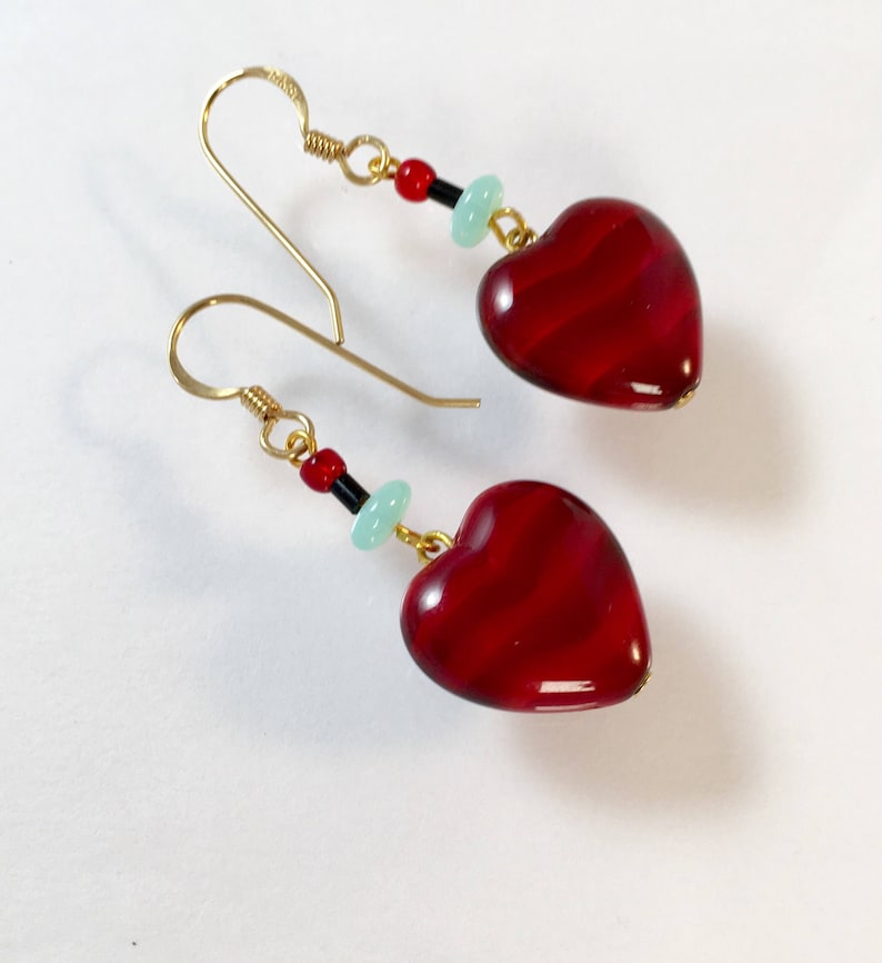 Vintage Red Heart Earrings Vintage Ruby Red Heart Earrings - Etsy
