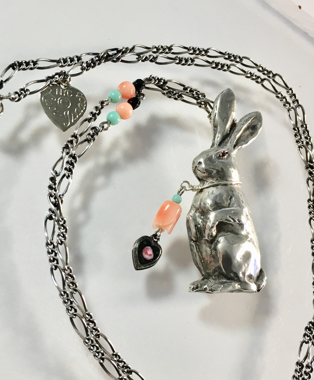 Rabbit Pendant, Bunny Lover Gift, Rabbit Gift, Vintage Sterling Bunny ...