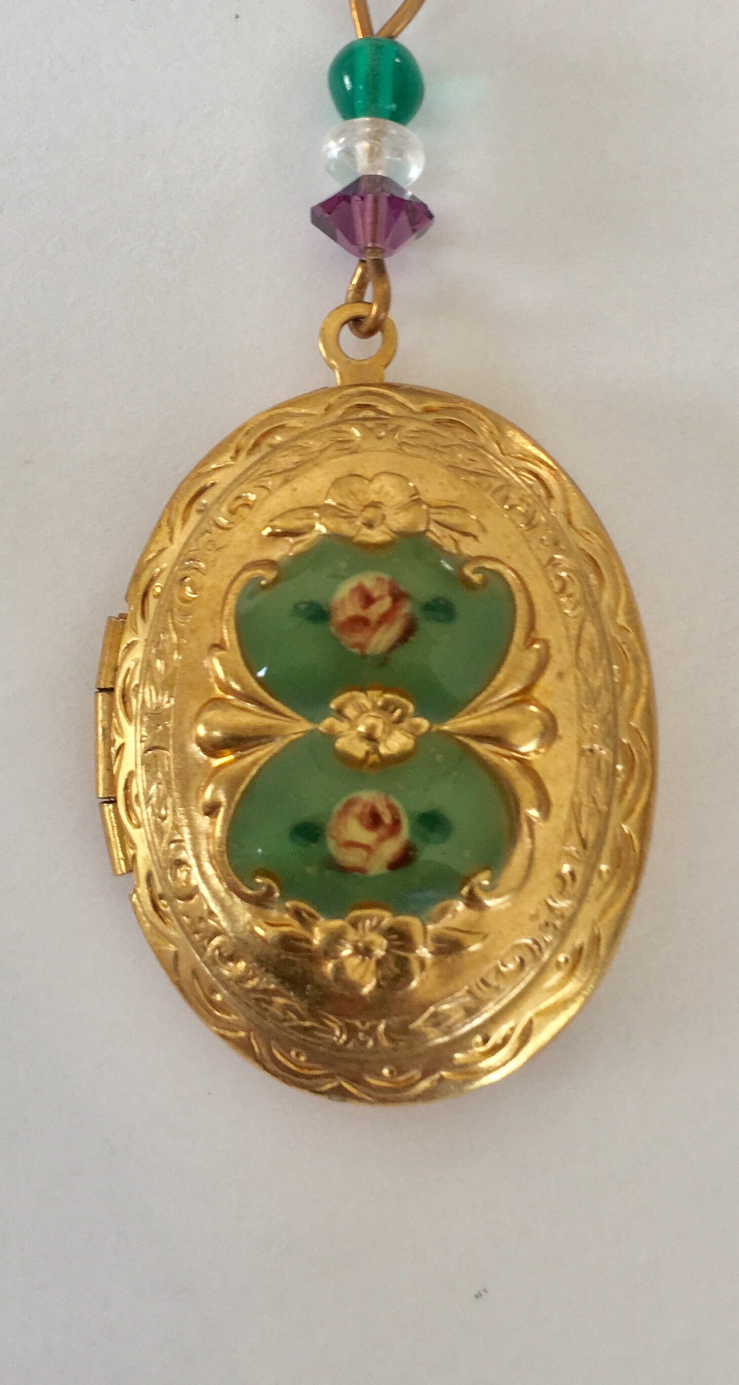Vintage Enamel Locket: Gold Plated Lucy Isaacs Necklace - Etsy