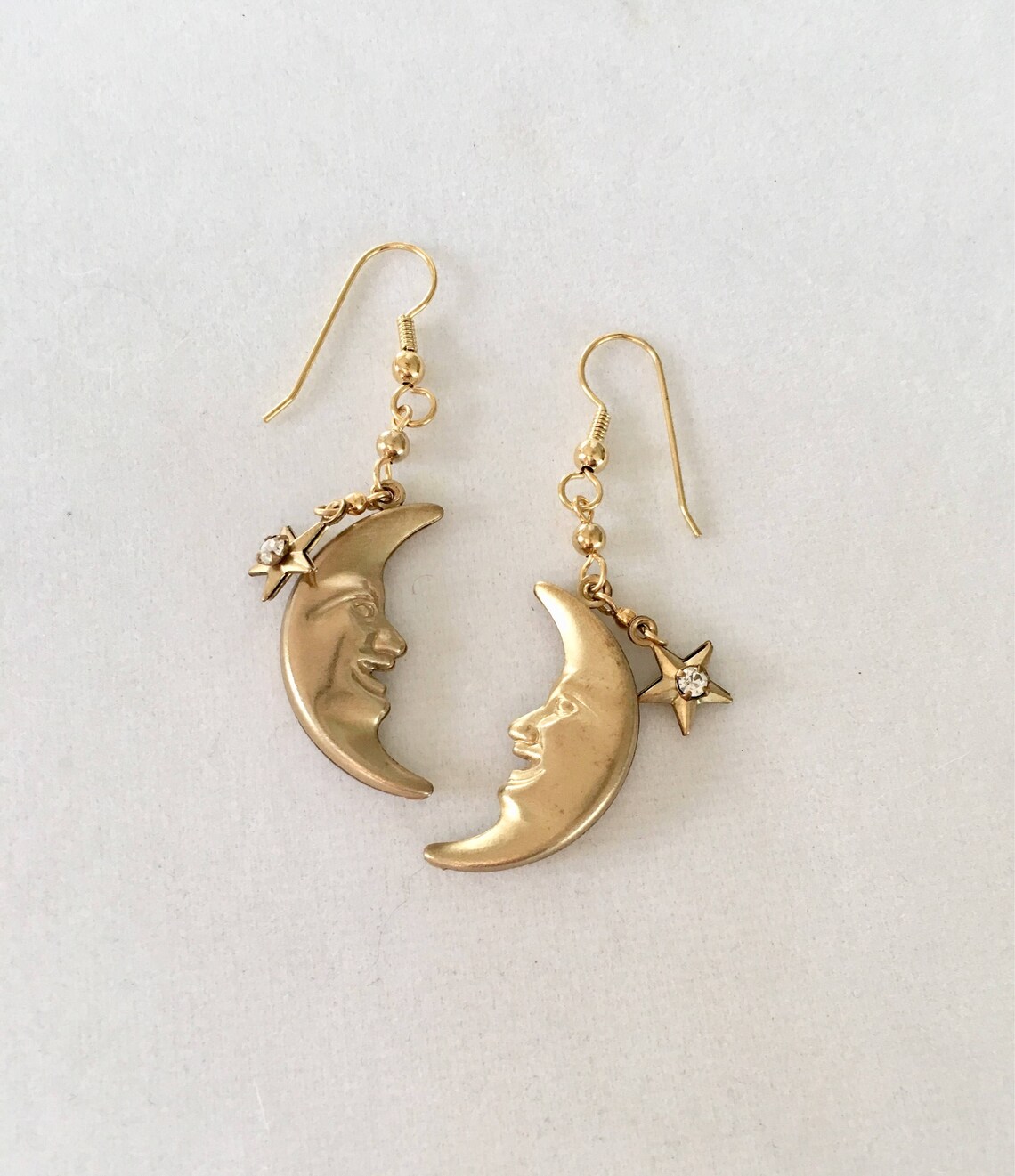 Moon Phase Earrings Vintage Man in the Moon Crescent Earrings - Etsy