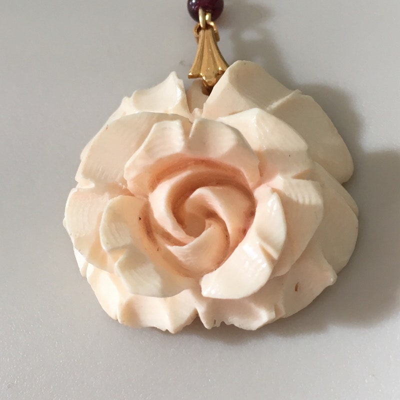 Carved Rose Pendant - Etsy