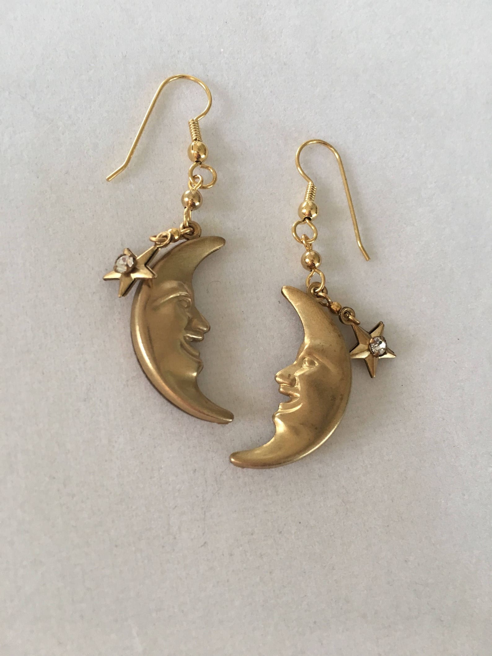 Moon Phase Earrings Vintage Man in the Moon Crescent Earrings - Etsy