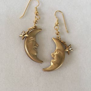 Moon Phase Earrings Vintage Man in the Moon Crescent Earrings Moonface ...