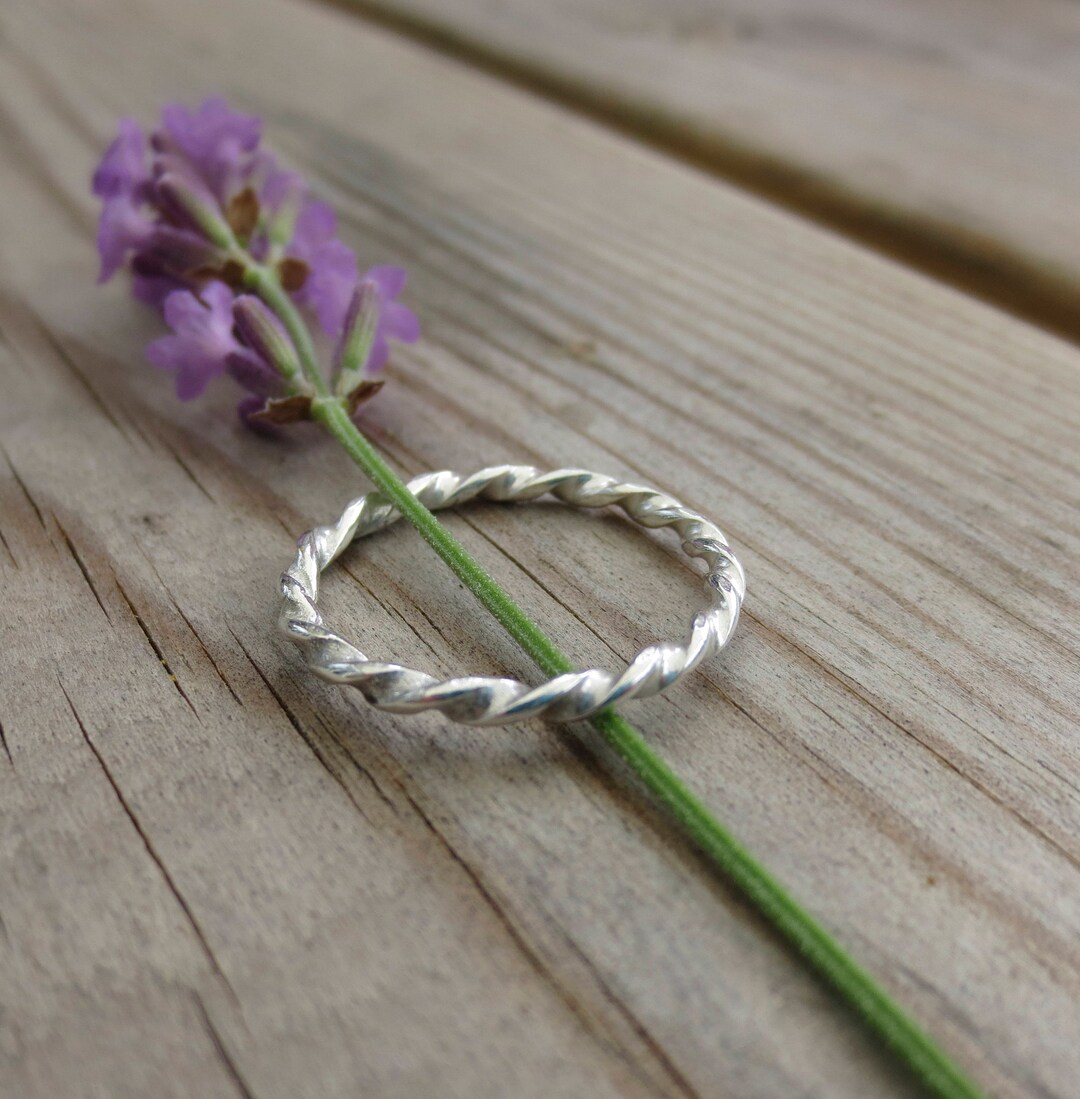 Flat Twist Sterling Silver Stacking Ring, Stacker Ring, Twisted Ring ...