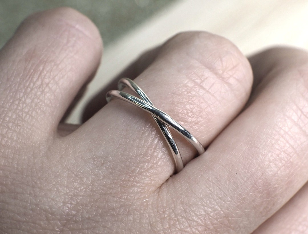 Sterling Silver Rolling Fidget Ring: Double Band Spinning Anxiety Ring ...