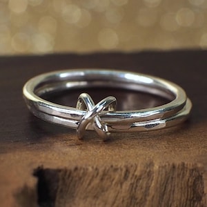 Sterling Silver Double Fidget Ring: Handmade Knot Bead Spinner Anxiety ...