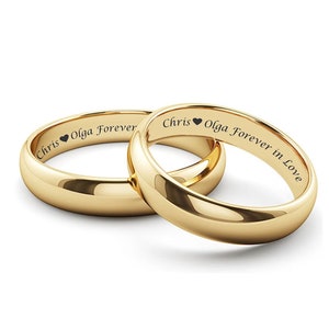 Personalized Gold Ring Set Custom Engraved Rings Stainless Steel Gold ...
