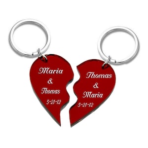 Acrylic Broken Heart Keychain or Necklace, Engraved Broken Heart ...