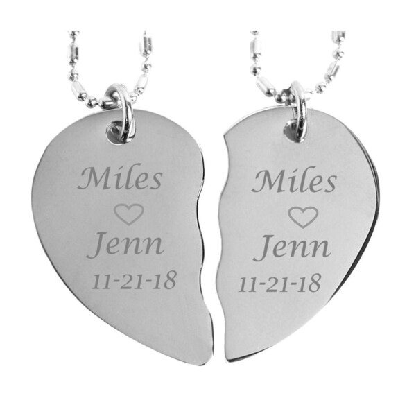 Split Heart Necklace - Etsy