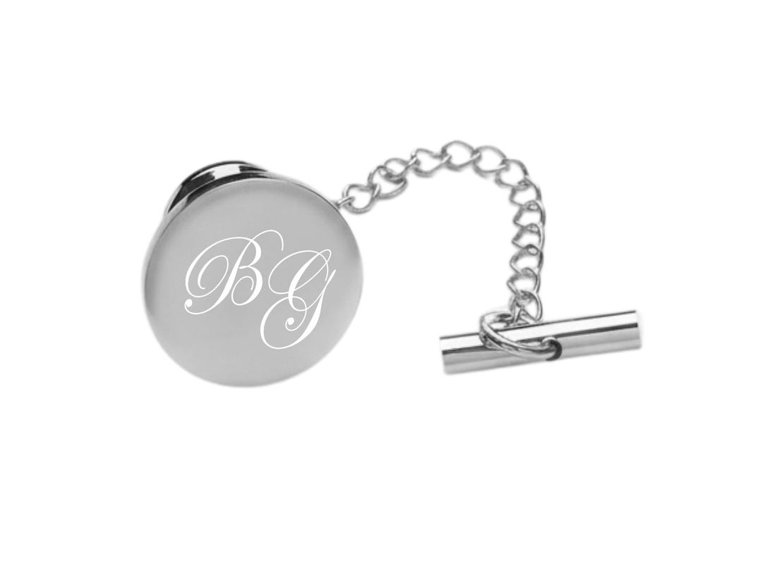 Personalized Stainless Steel Tie Pin, Engraved Monogram Groomsmen Gift ...