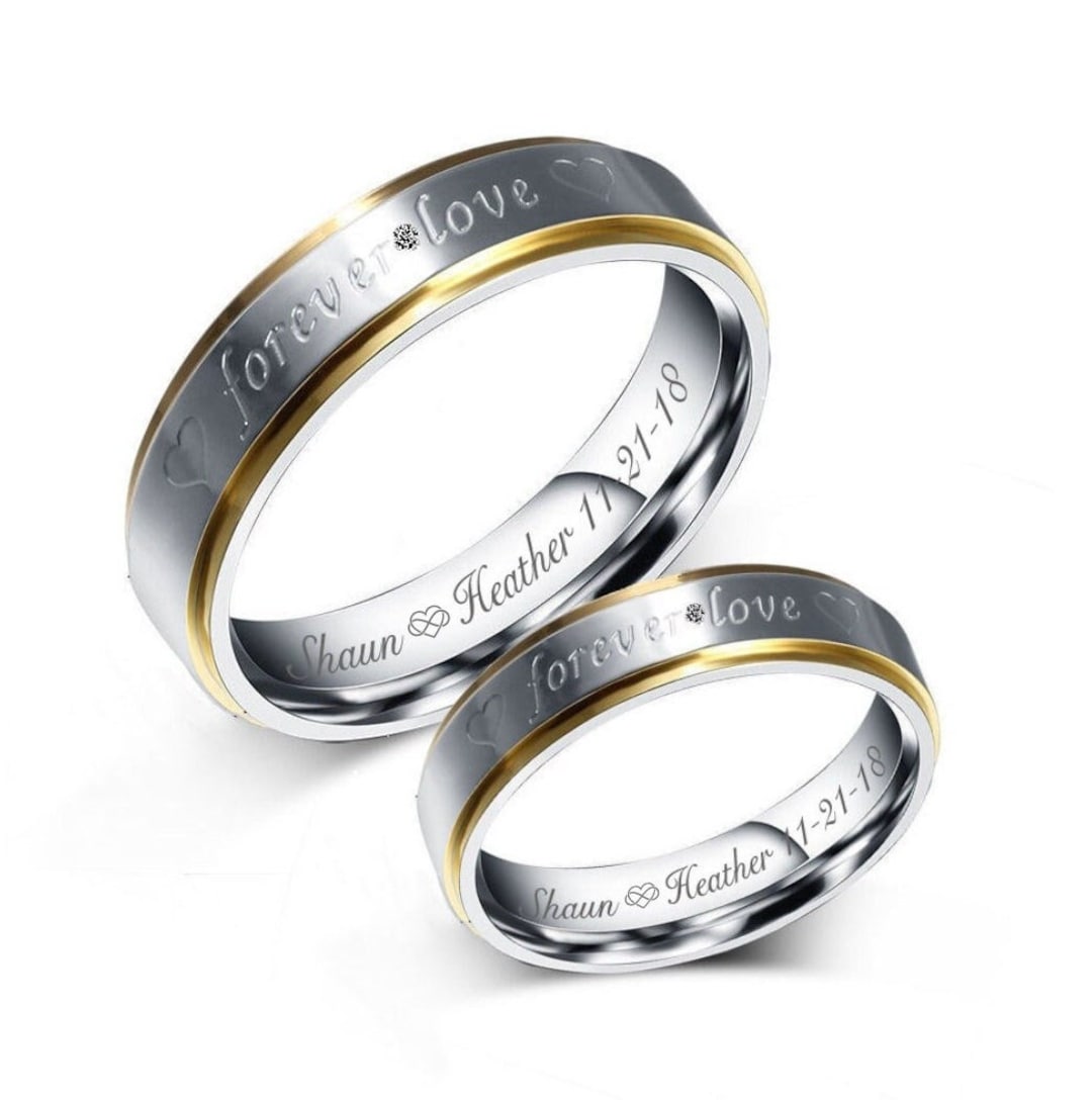 Romantic Engagement Ring Engraving Messages Engraved Rings Two Tone ...