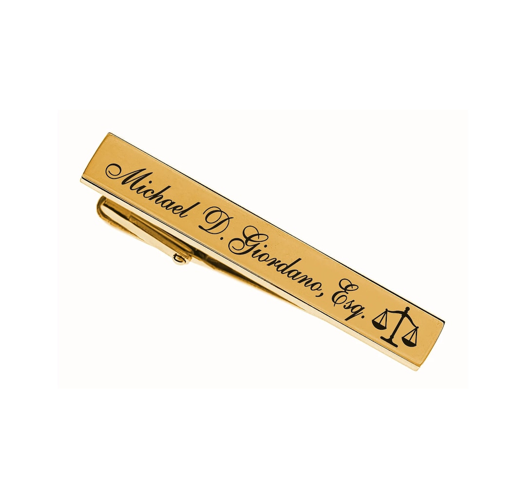 Engraved Gold Scales of Justice Tie Clip Gift for Lawyer Law School ...