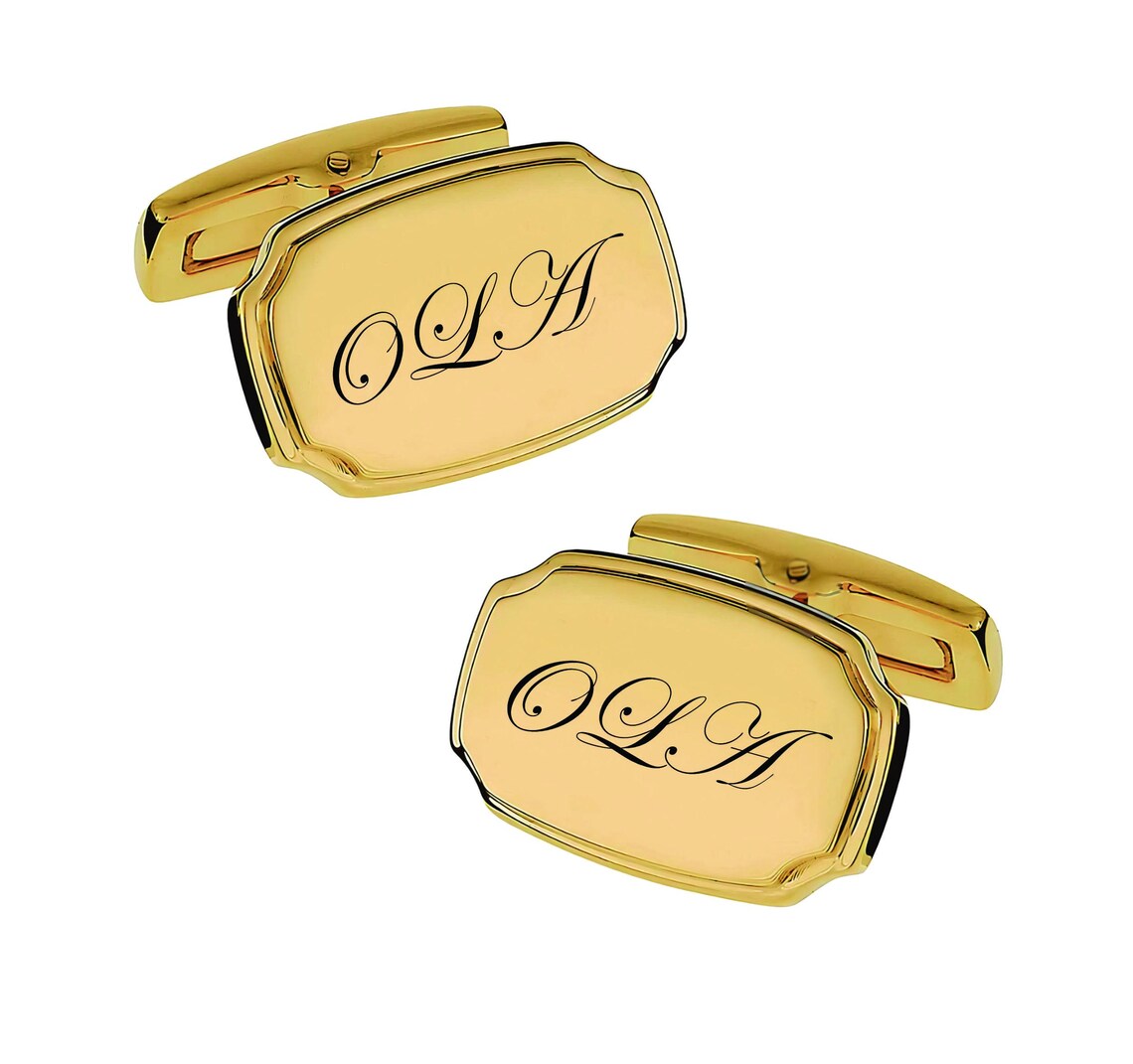 Personalized Gold Cufflinks, Engraved Monogram, Groomsmen Gift - Etsy