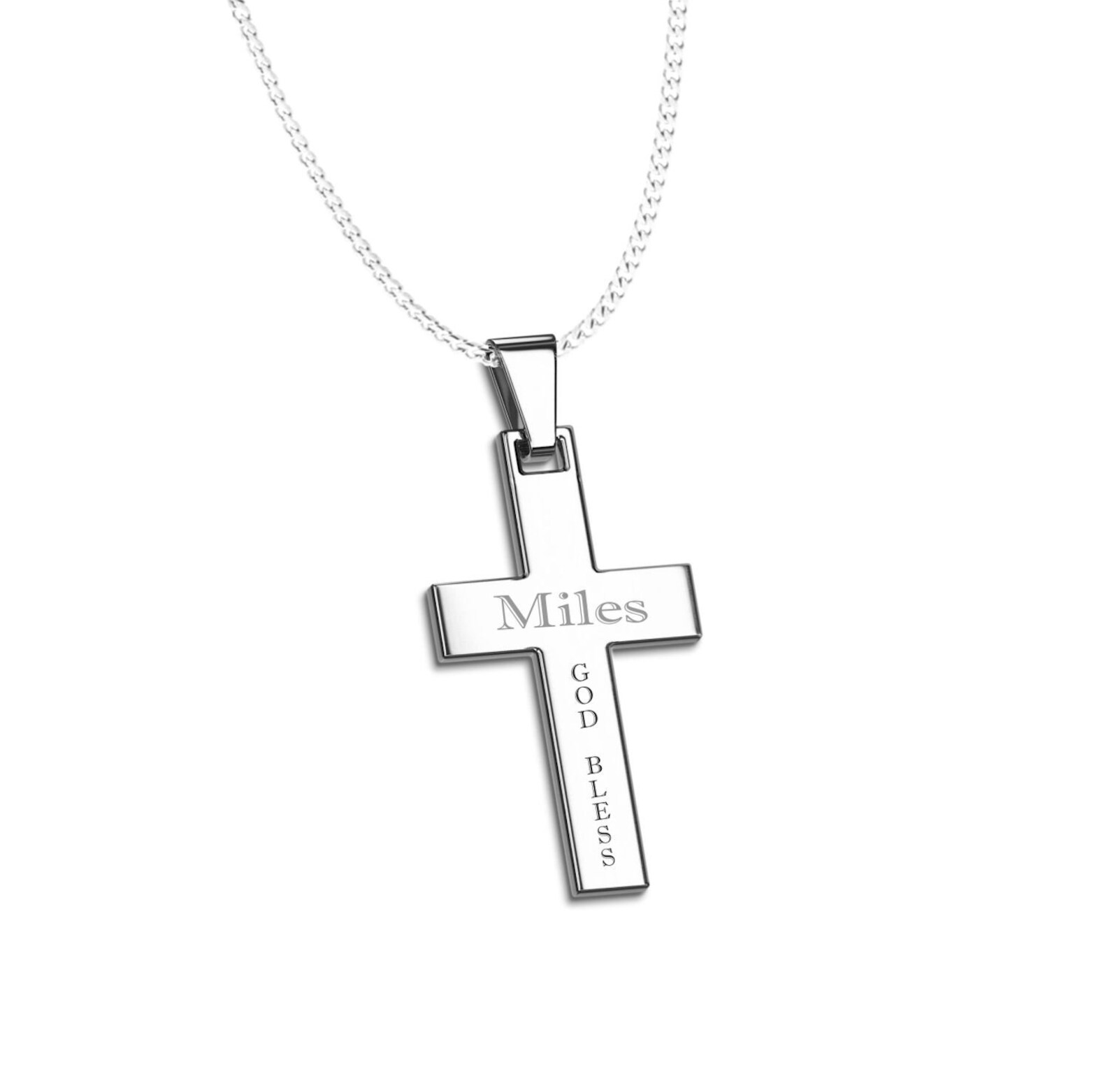 Personalized Cross Necklace Engraved Cross Pendant Stainless | Etsy