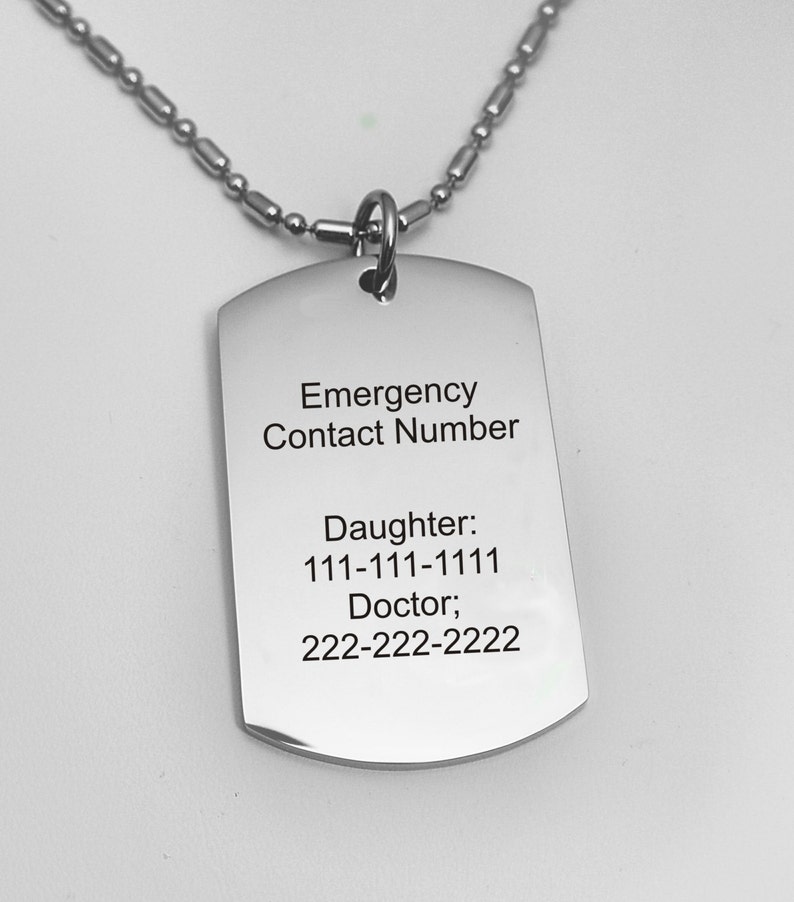 Medical Alert Necklace Personalized Medical ID Stainless - Etsy
