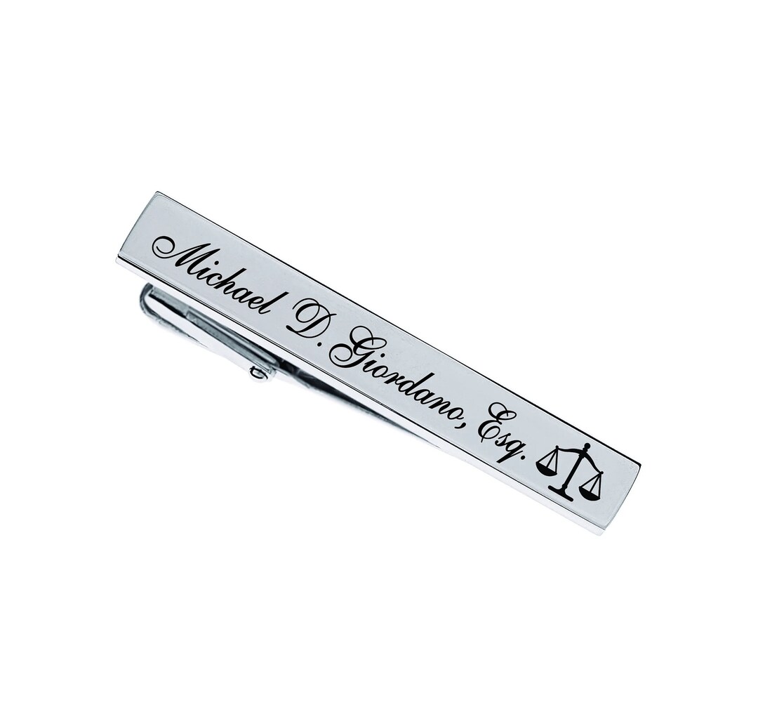 Engraved Silver Scales of Justice Tie Clip Gift for Lawyer Law School ...