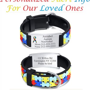 Engraved Autism Medical Alert Bracelet, Kids ID Bracelet (8 Inches) - Etsy
