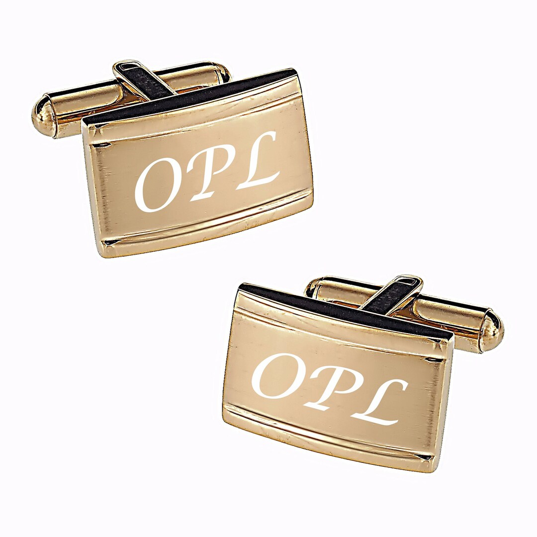 Engraved Gold Cufflinks – Personalized Monogram Groomsmen Gift for Him ...