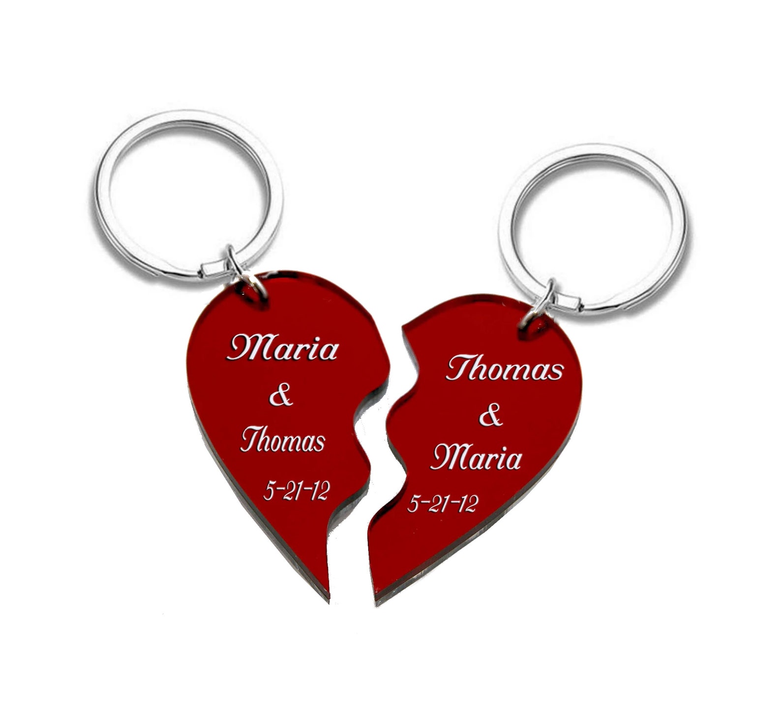 Acrylic Broken Heart Keychain or Necklace Engraved Broken - Etsy