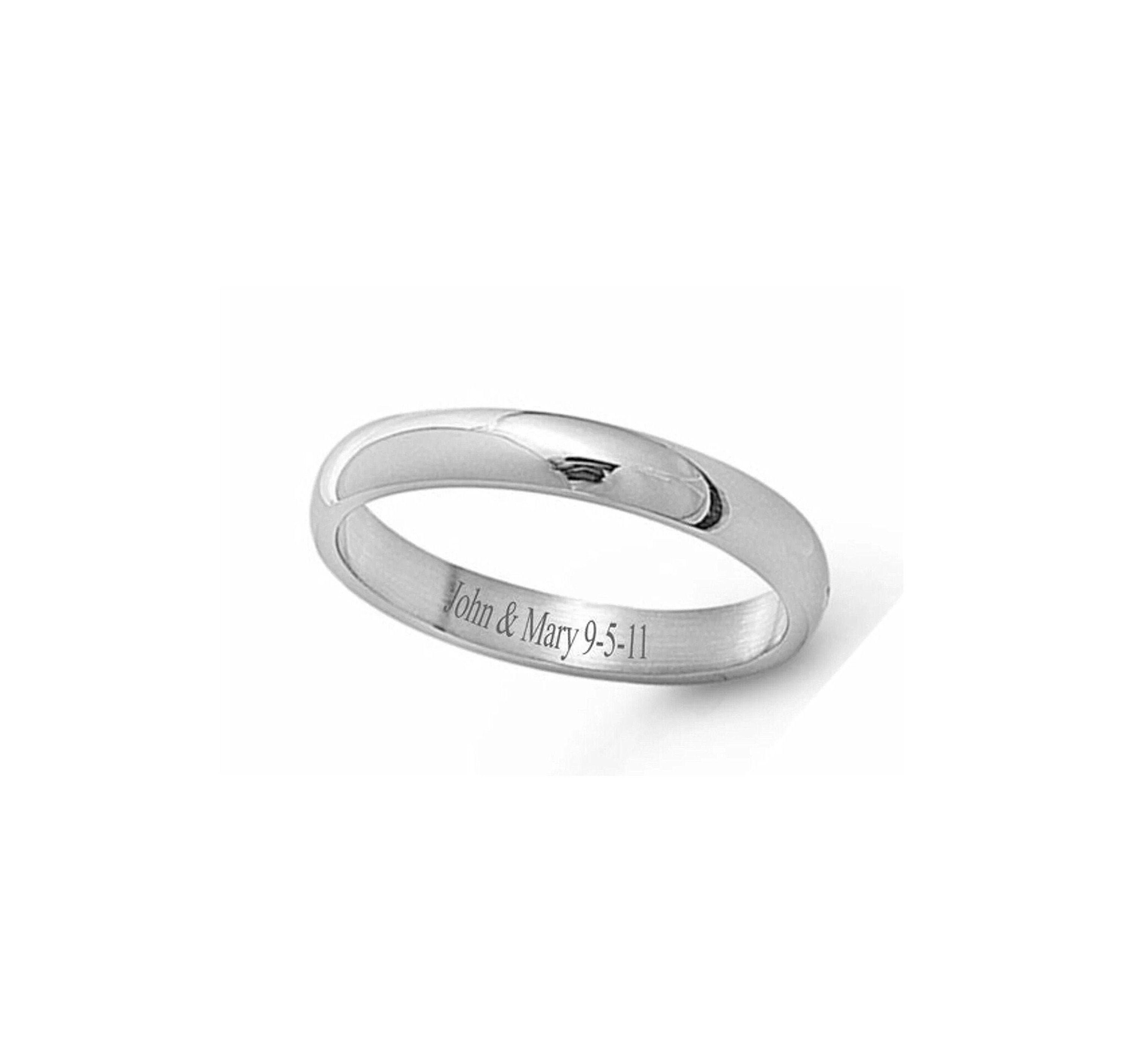 Personalized Ring Sterling Silver Ring Engraved Wedding Band Engraved ...
