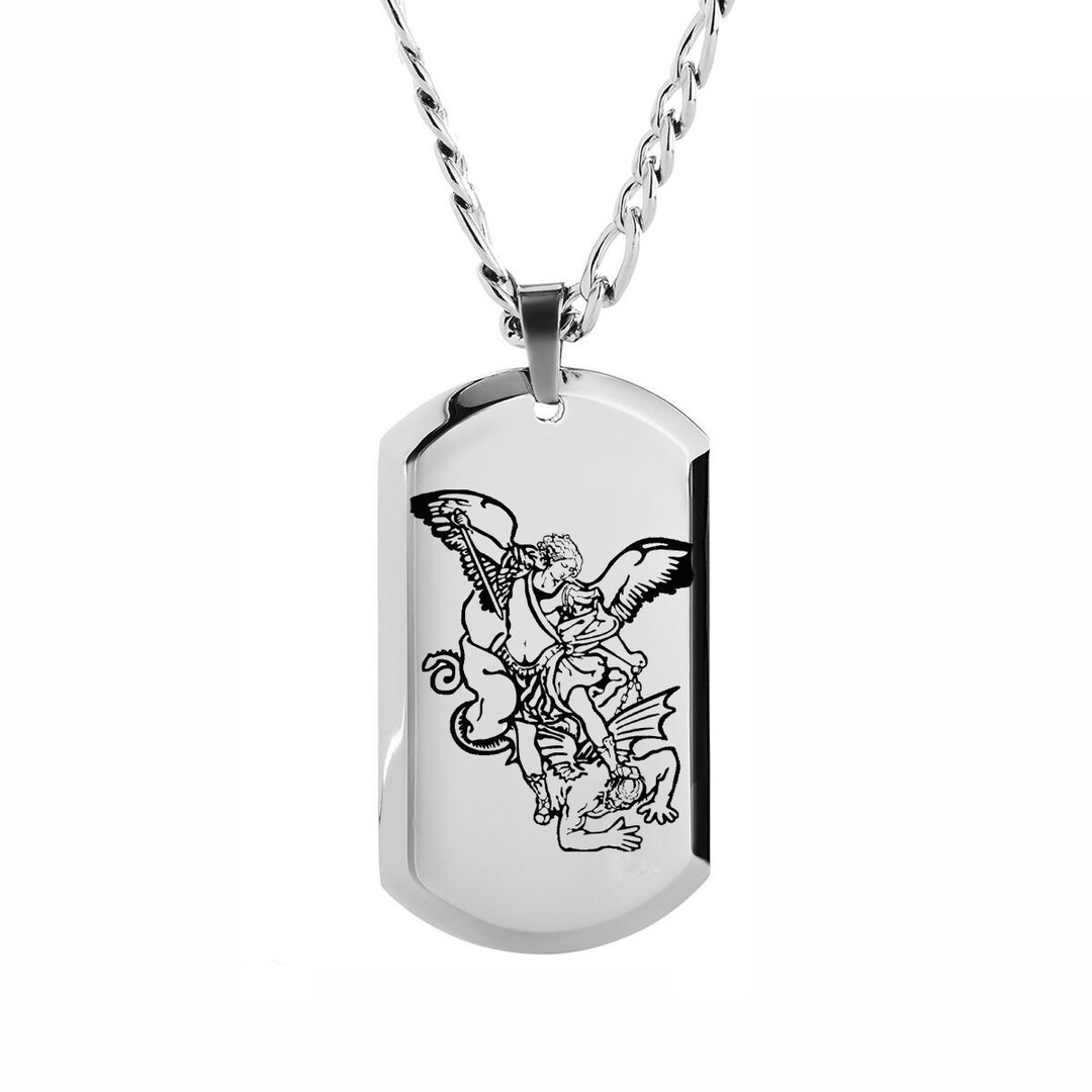 Personalized St. Michael Engraved Pendant, St. Michael Pendant Necklace ...