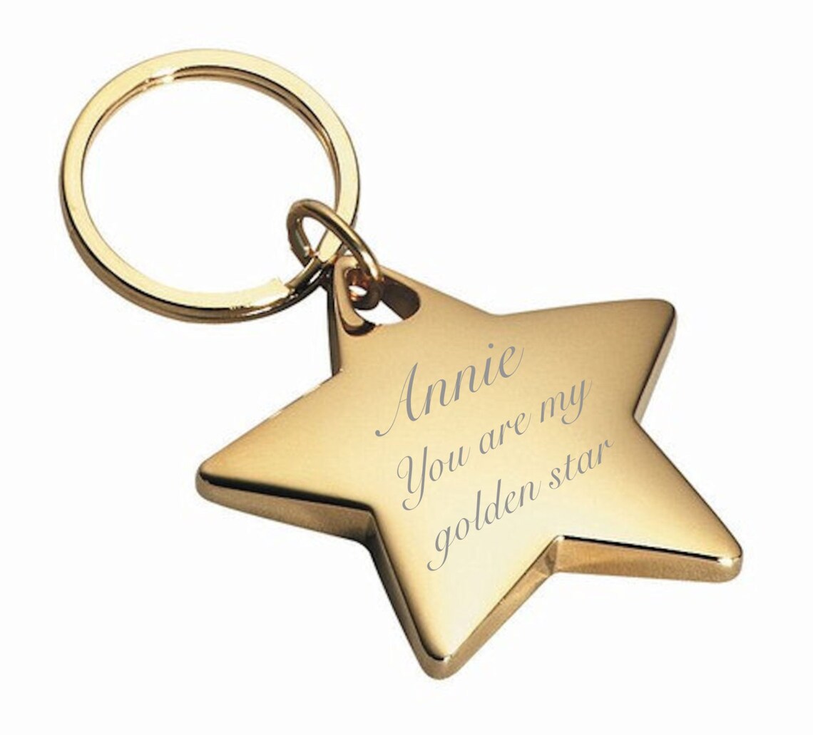 Personalized Gold Star Keychain Engraved Free - Etsy