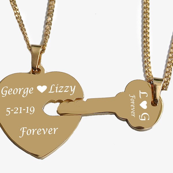 Heart Key Necklace - Etsy