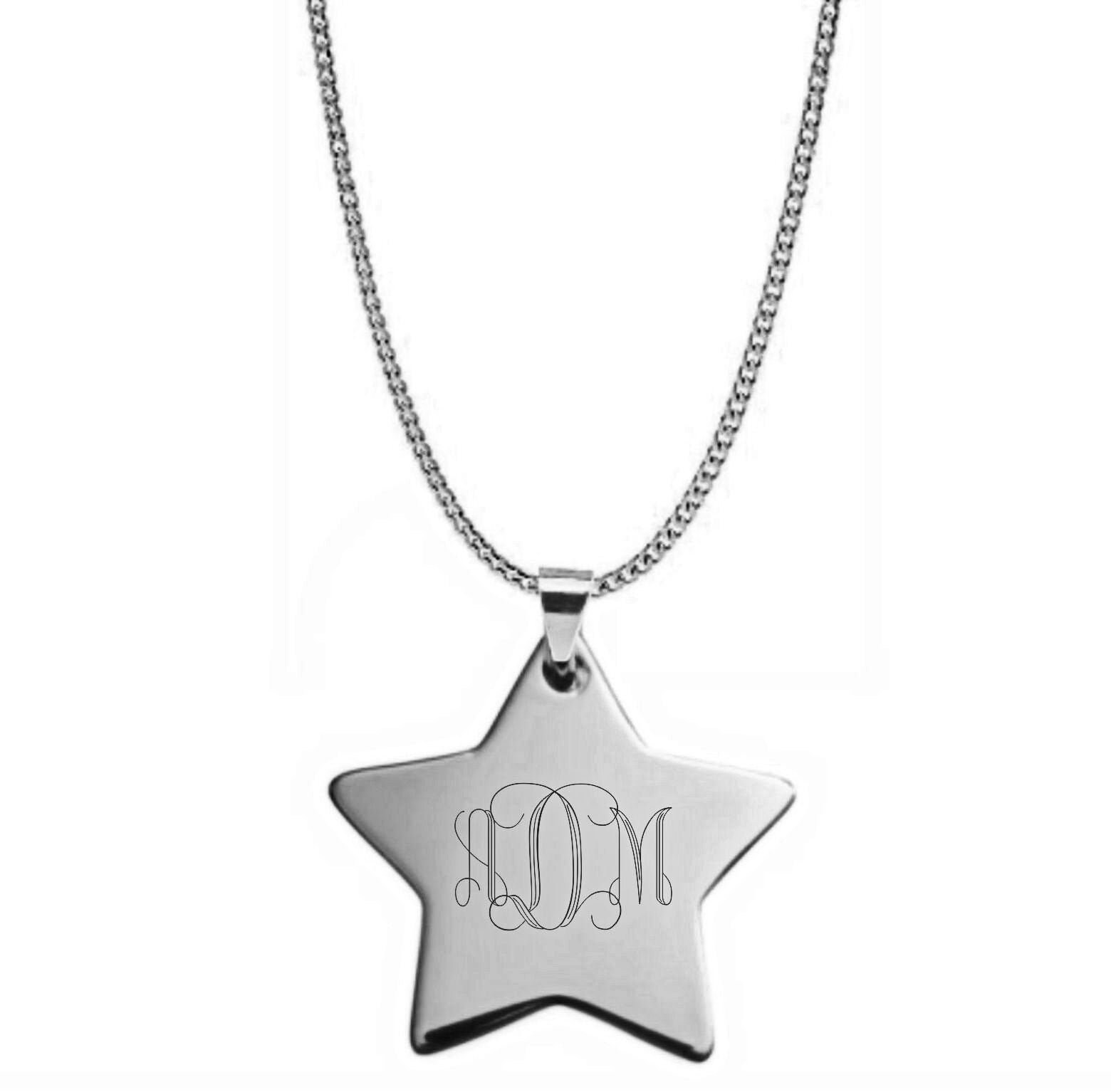 Personalized Necklace Silver Star Necklace Engraved Free | Etsy