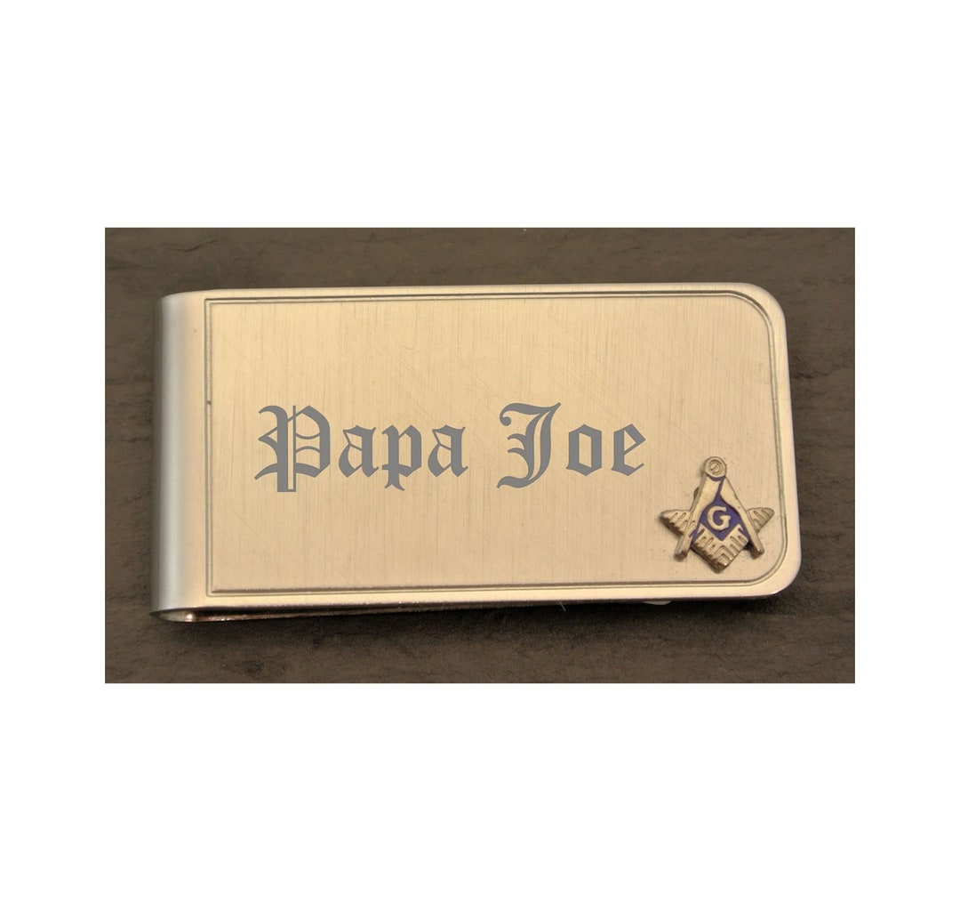 Personalized Gold Masonic Symbol Design Money Clip Custom Engraved Free ...