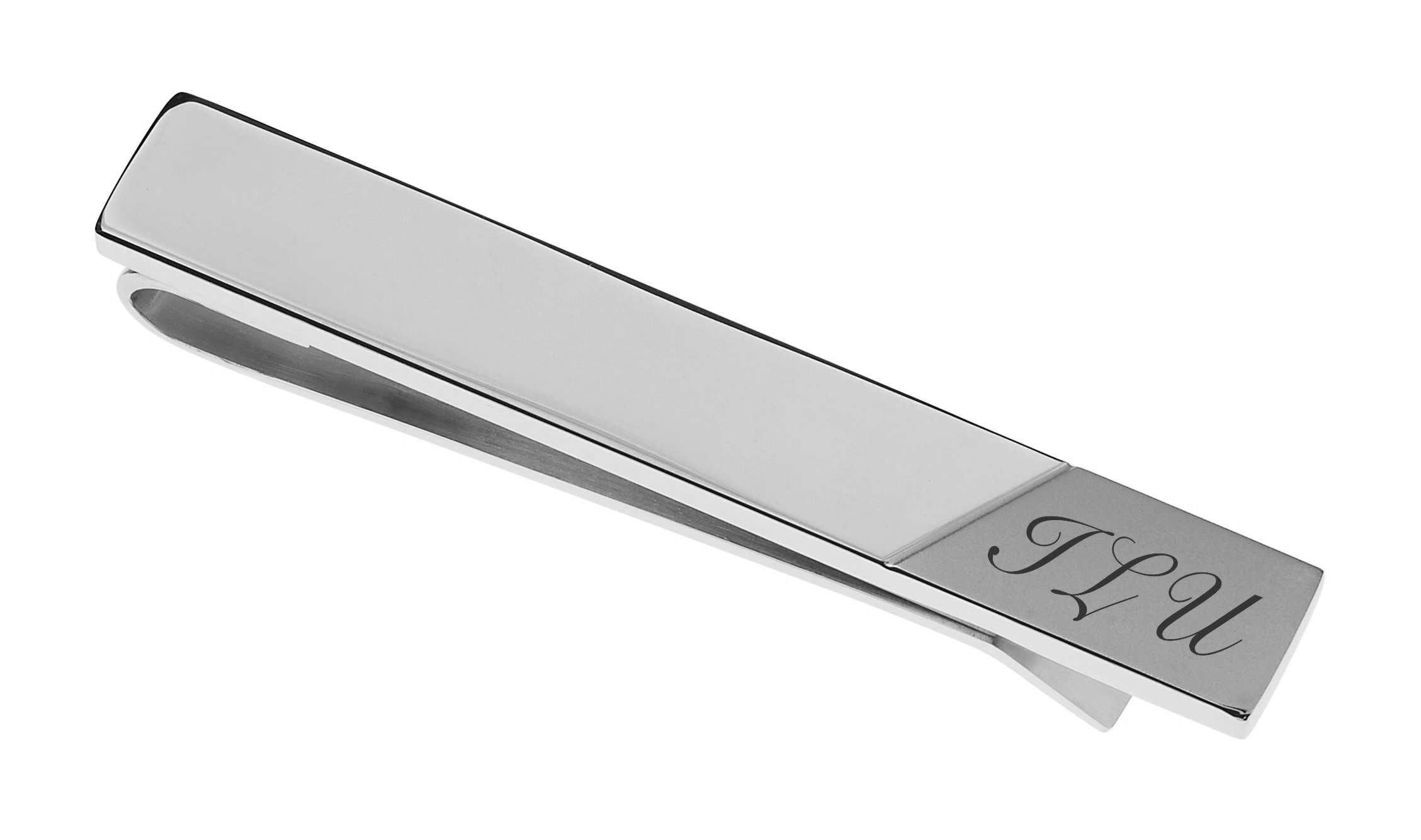 Personalized Silver Tie Clip, Engraved Stainless Steel Tie Bar Buy 6 ...