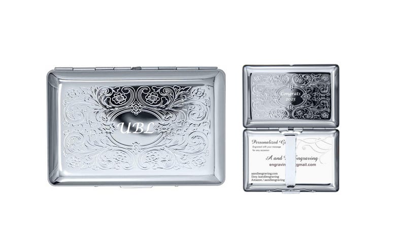 Personalized Paisley Business Card Case, Engraved Graduation Office ...