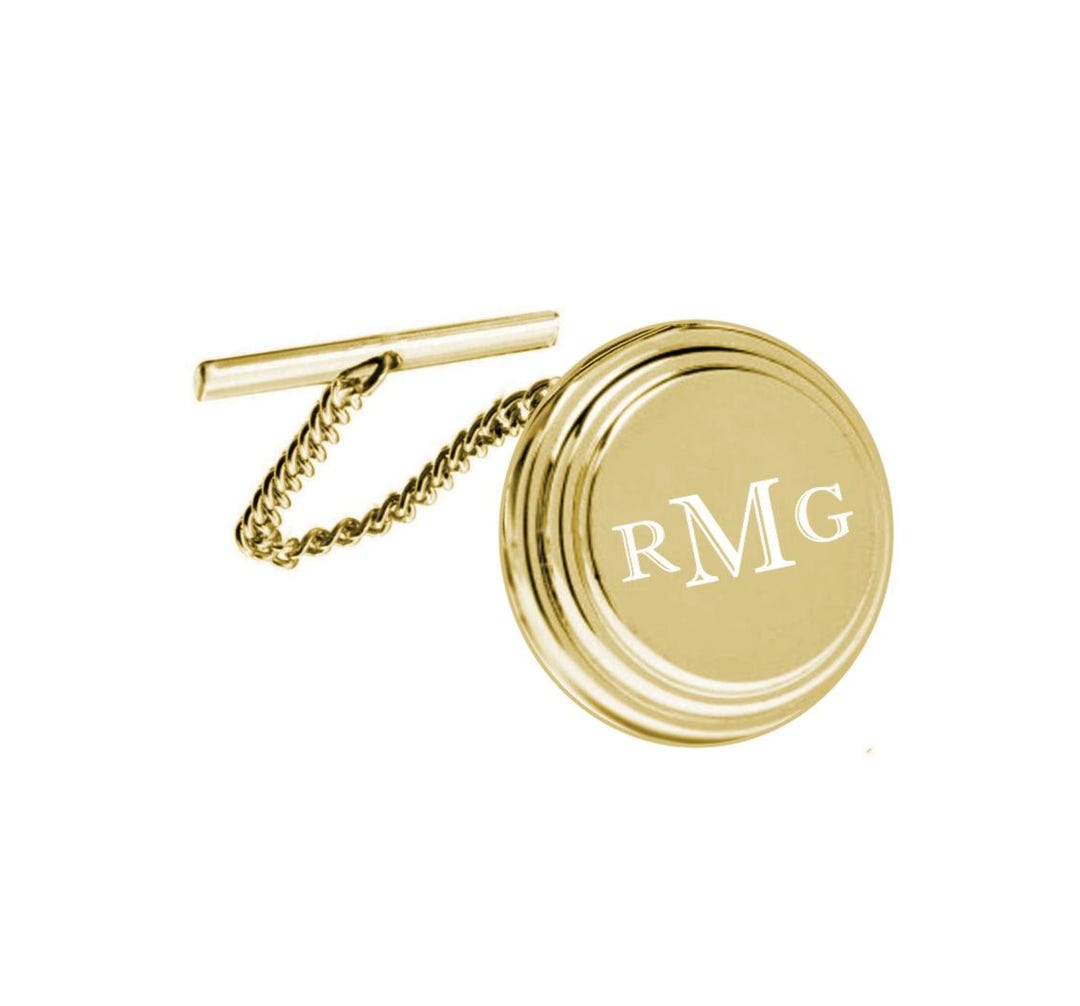 Personalized Gold Tie Tack, Engraved Initial Tie Pin, Groomsmen Gift ...