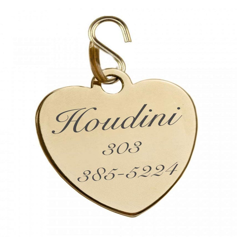 Personalized Gold Heart Pet Tag Heart Pet ID Tag Gold Heart | Etsy