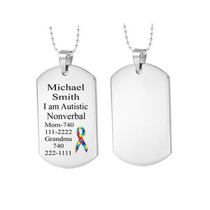 Personalized Autism Spectrum Disorder ASD Necklace With Dog Tag Pendant ...