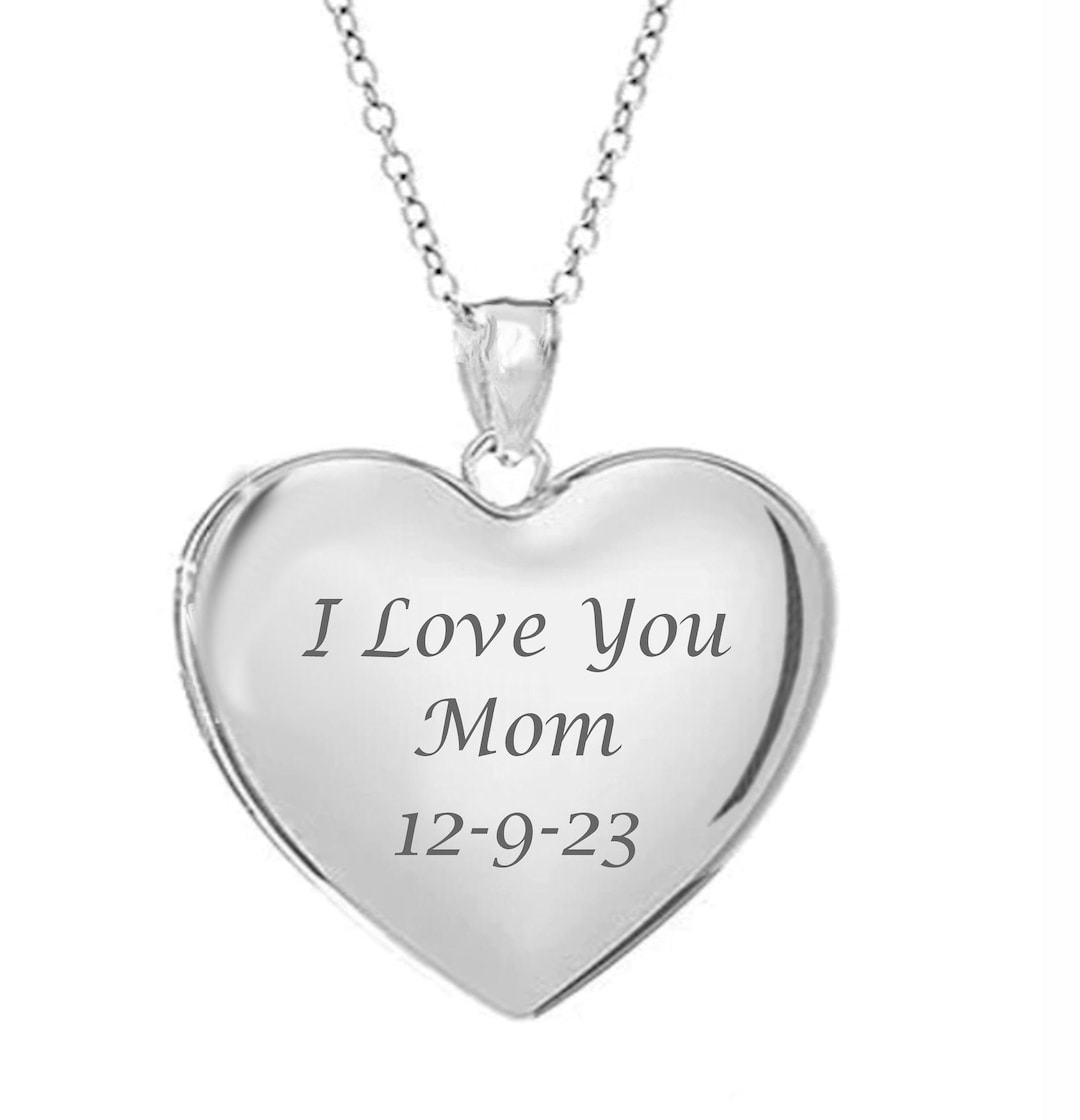 Engraved Sterling Silver Heart Necklace Personalized Silver Heart ...