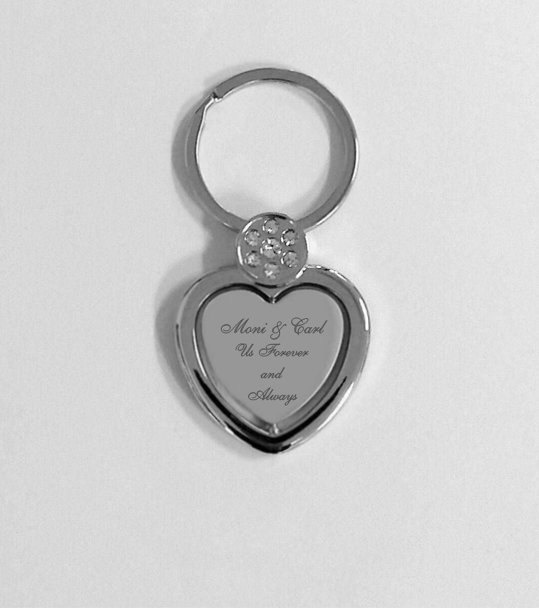 Personalized Silver Heart Keychain, Custom Engraved Heart Keychain ...
