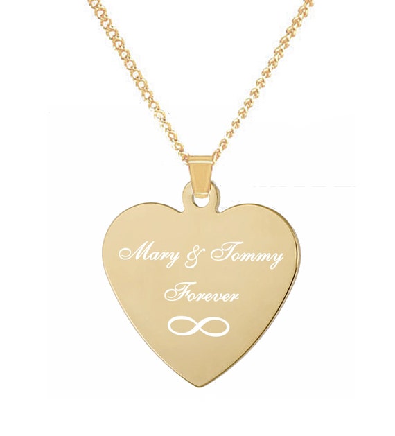 Personalized Gold Heart Necklace Engraved Heart Necklace - Etsy