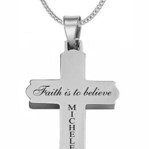 Personalized Stainless Steel Cross Necklace, Engraved Religious Pendant ...