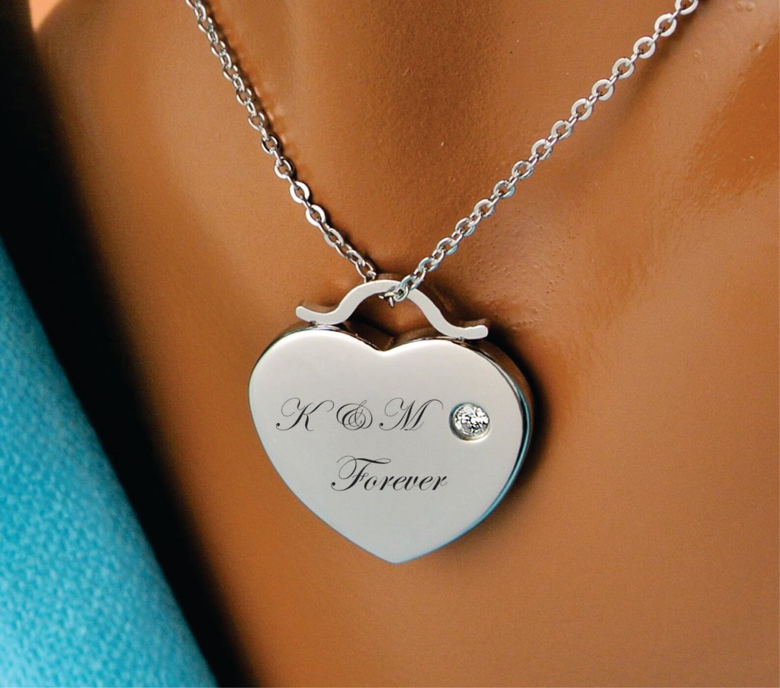 Engraved Heart Necklace Personalized Necklace Silver Heart - Etsy