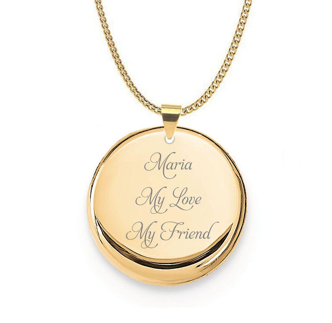 Personalized Gold Circle Charm Necklace, Custom Engraved Monogram - Etsy