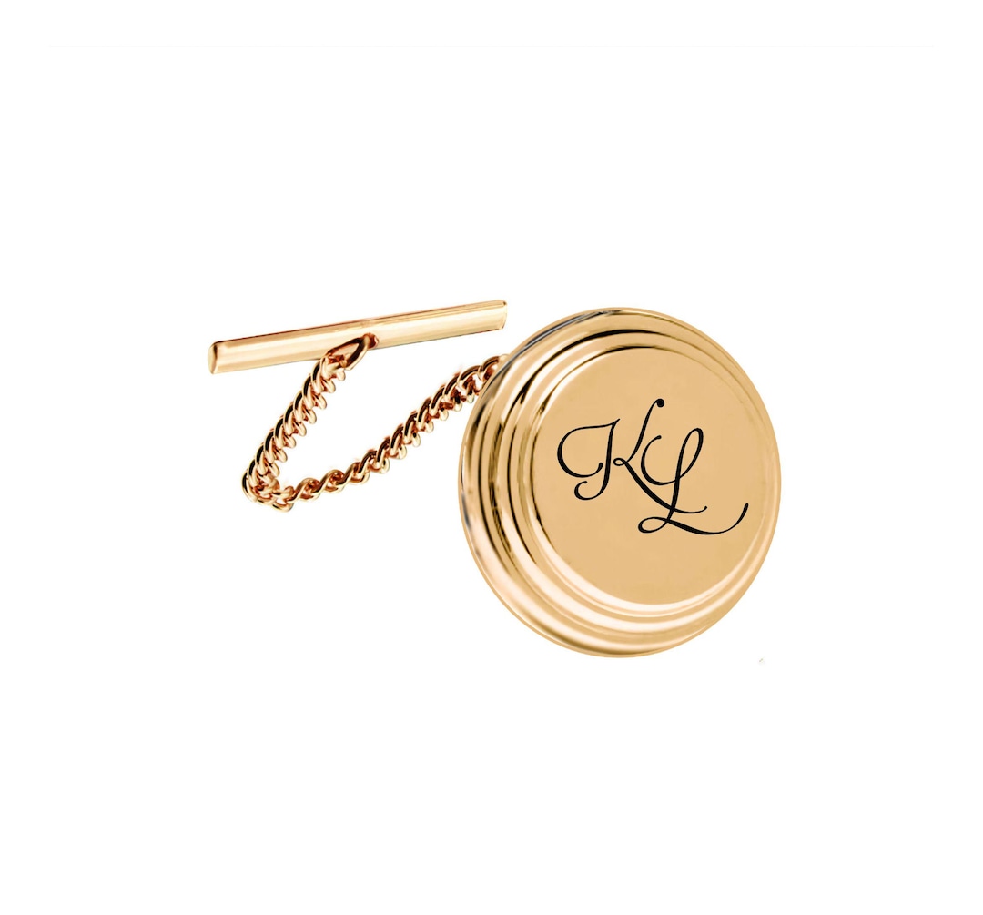 Engraved Gold Monogram Tie Pin, Personalized Groomsman Gift for Him - Etsy